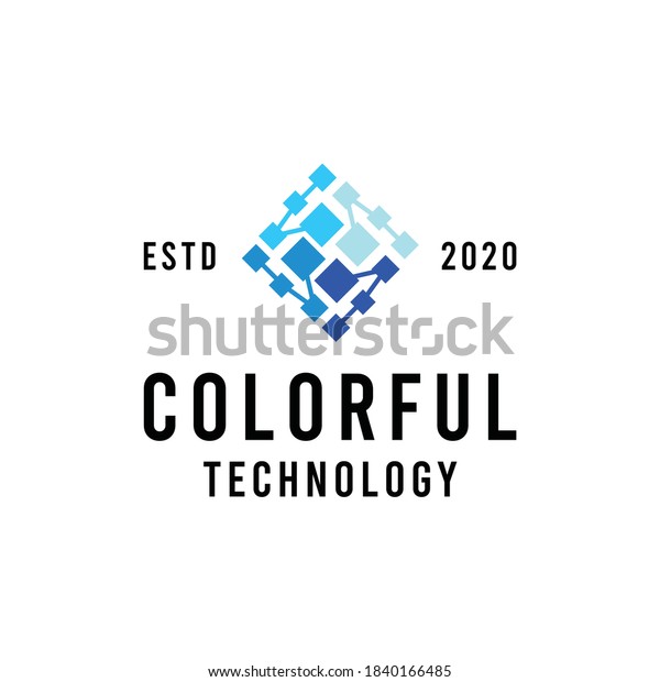 Colorful Blue Technology Logo Design Vector Stock Vector (Royalty Free ...