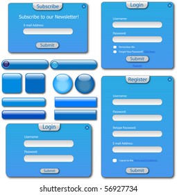 Vector Editable Website Buttons Blue Version Stock Vector (Royalty Free ...