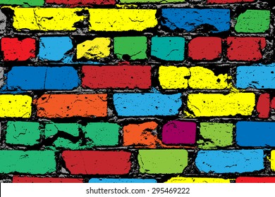 Colorful Brick Wall Texture Stock Vector (Royalty Free) 295469222 ...