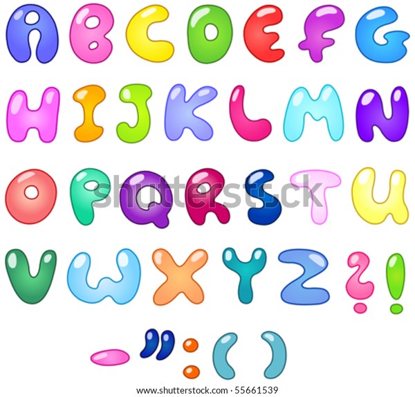 Colorful Bubbleshaped Letters Set Stock Vector (Royalty Free) 55661539