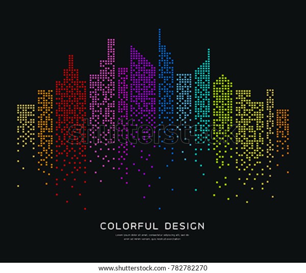 Colorful Building Dot Design Background Vector: เวกเตอร์สต็อก (ปลอดค่า ...