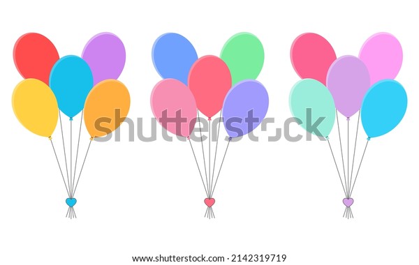 Colorful Bunch Balloons Vector Set Flying Stock Vector (Royalty Free ...