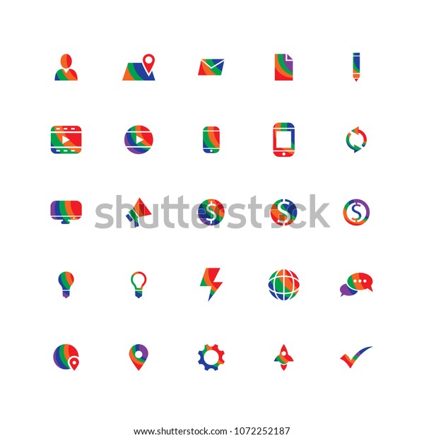 Colorful Business Icon Set Vector Illustration Stock Vector (Royalty ...