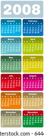 Colorful Calendar 2008 Rounded Design Vertical Stock Vector (Royalty ...