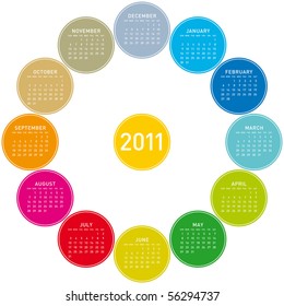 Colorful Calendar 2011 Circular Design Week Stock Vector (Royalty Free ...