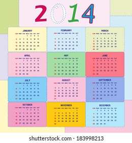 Simple 2014 Calendar 2014 Calendar Design Stock Vector (Royalty Free ...