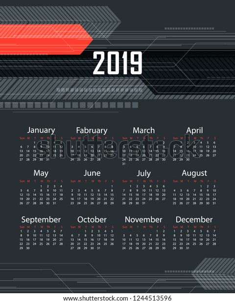 Colorful Calendar Design Stock Vector (Royalty Free) 1244513596 ...