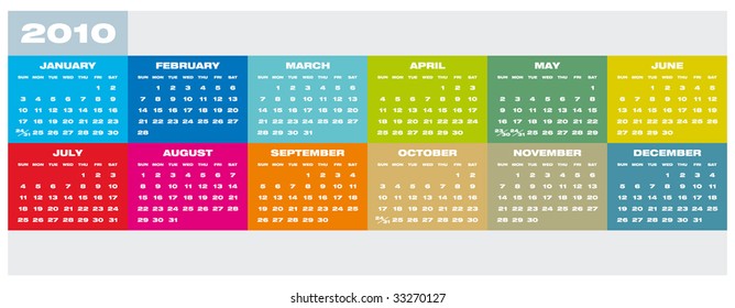 Colorful Calendar Year 2010 Vector Format Stock Vector (Royalty Free ...