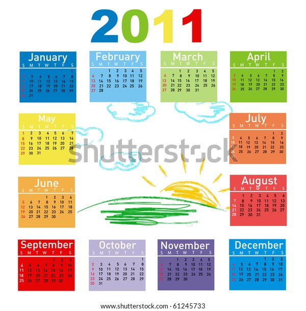 Colorful Calendar Year 2011 Stock Vector (Royalty Free) 61245733 ...