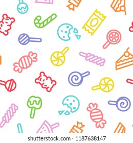 Colorful Candy Line Icons Pattern Stock Vector (Royalty Free ...