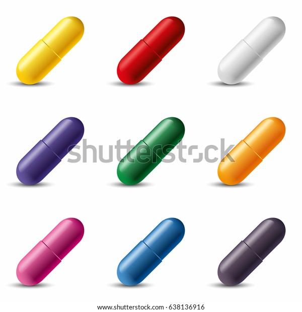 Colorful Capsules Vector Illustration Set Nine Stock Vector (Royalty ...