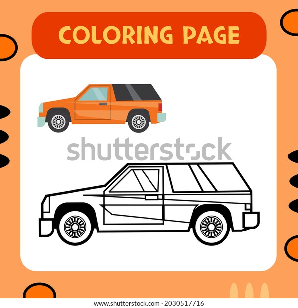Colorful Car Coloring Page Vector Suitable Stock Vector (Royalty Free ...