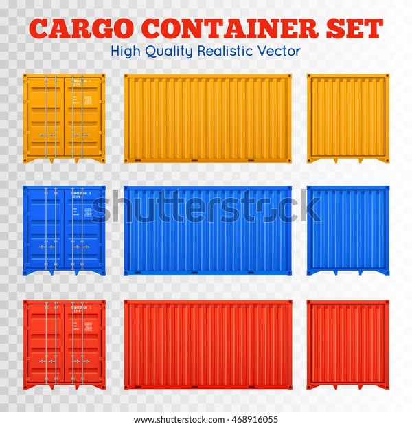 Colorful Cargo Containers Views Different Sides Stock Vector (Royalty ...