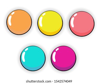 Colorful Cartoon Buttons Set Vector Illustrationgui Stock Vector ...