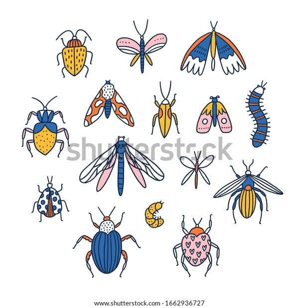 Colorful Cartoon Insects Beetles Bugs Vector Stock Vector (Royalty Free ...