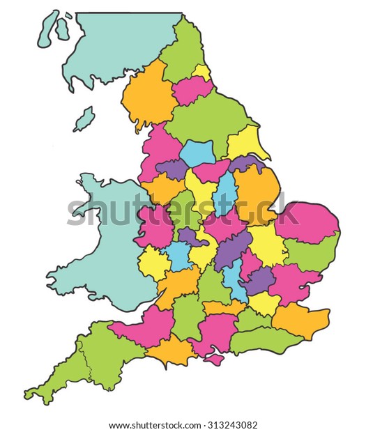 Colorful Cartoon Map England : image vectorielle de stock (libre de ...