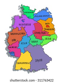 Colorful Cartoon Map Germany 스톡 벡터(로열티 프리) 311763422 | Shutterstock