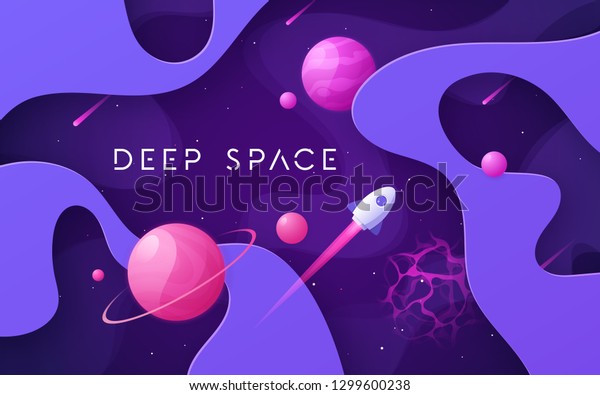 Colorful Cartoon Outer Space Background Design 库存矢量图（免版税）1299600238 ...