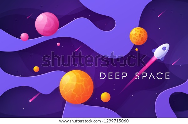 Colorful Cartoon Outer Space Background Design Stock Vector (Royalty ...