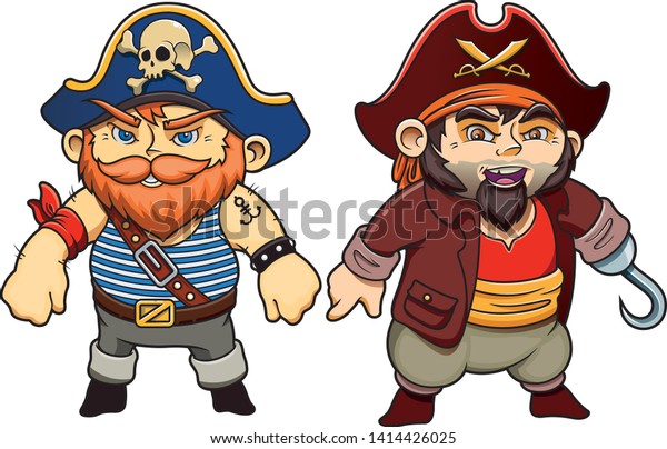 Colorful Cartoon Pirates Characters Vector Illustration Stock Vector ...