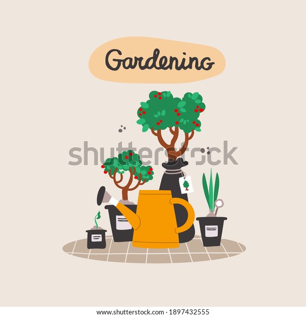 Colorful Cartoon Poster On Theme Garden Stock Vector (Royalty Free ...