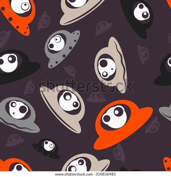 Colorful Cartoon Ufo Seamless Pattern Vector Stock Vector (Royalty Free ...