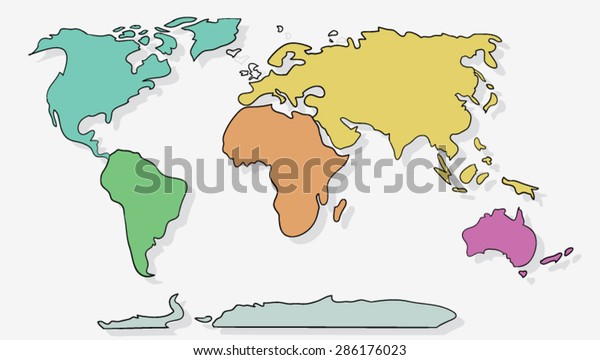 Colorful cartoon world map