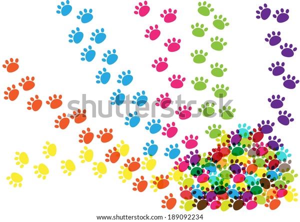 Colorful Cat Paw Prints Isolated On Stock Vector (Royalty Free ...