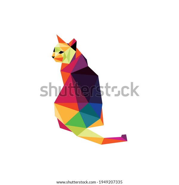 Colorful Cat Polygon Low Poly Silhouette Stock Vector (Royalty Free ...