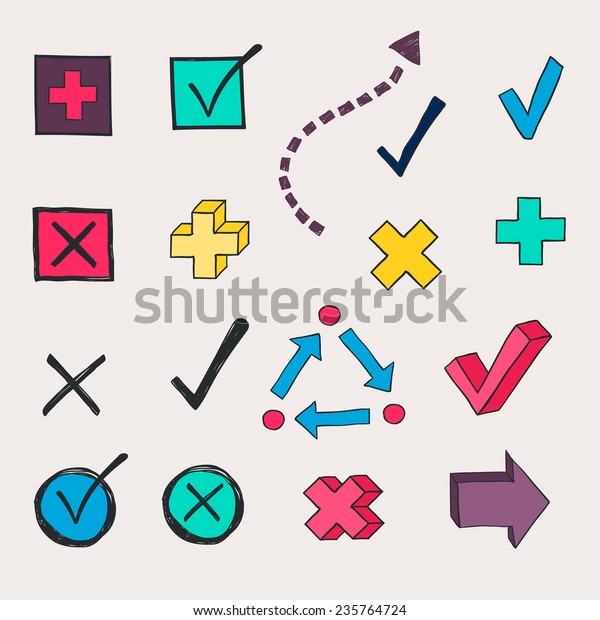 Colorful Check Marks Check Boxes Drawn Stock Vector (Royalty Free ...
