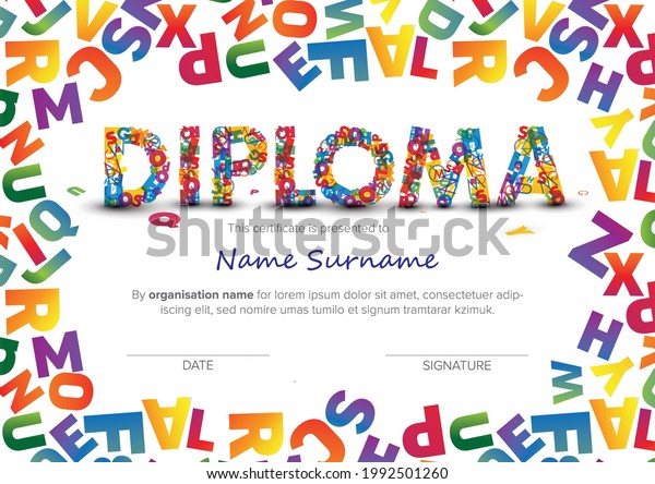 Colorful Child Diploma Certificate Template Color Stock Vector (Royalty ... Colorful Child Diploma Certificate Template Color Stock Vector (Royalty ...