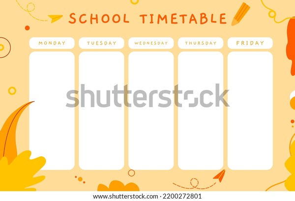 Colorful Child School Time Table Template Stock Vector (Royalty Free ...