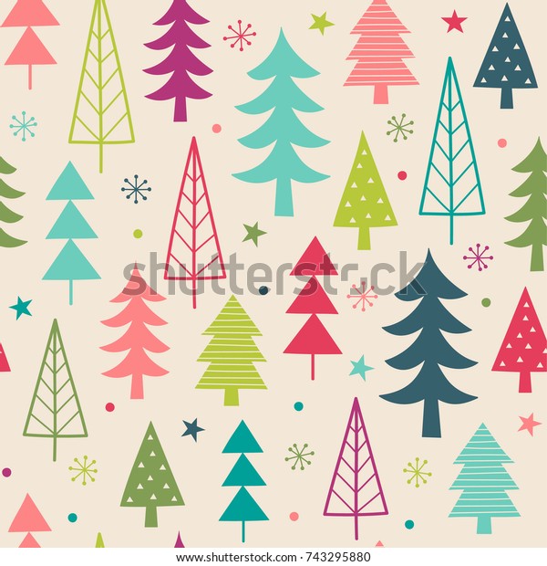 Colorful Christmas Trees Seamless Pattern Background Stock Vector ...