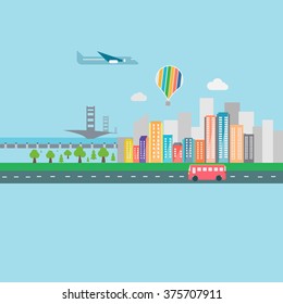 Colorful City Vector Graphics 스톡 벡터(로열티 프리) 375707896 | Shutterstock