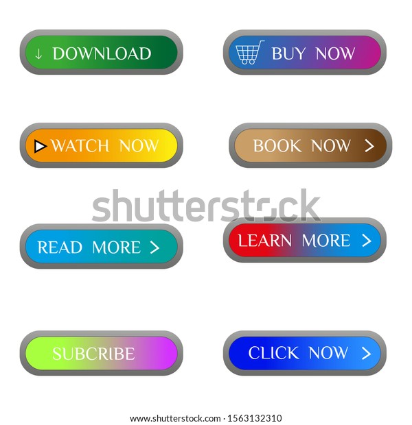 Colorful Clean Buttons Websites Vector Illustration Stock Vector ...