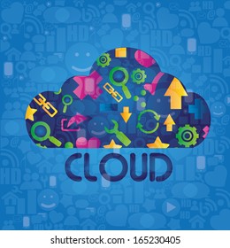 Colorful Cloud Colorful Icons Background Stock Vector (Royalty Free ...