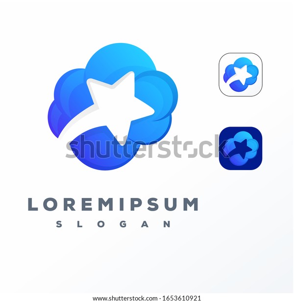 Colorful Cloud Star Logo Design Ready Stock Vector (Royalty Free ...