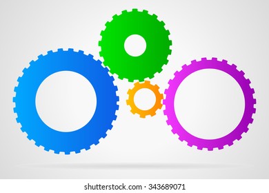 Colorful Cogs Spinning Conecept Stock Vector (Royalty Free) 343689071 ...
