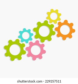 Cute Three Colorful Cog Machine Symbol Stock Vector (Royalty Free ...