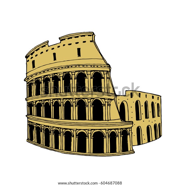 Colorful Coliseum On White Background Vector Stock Vector (Royalty Free ...