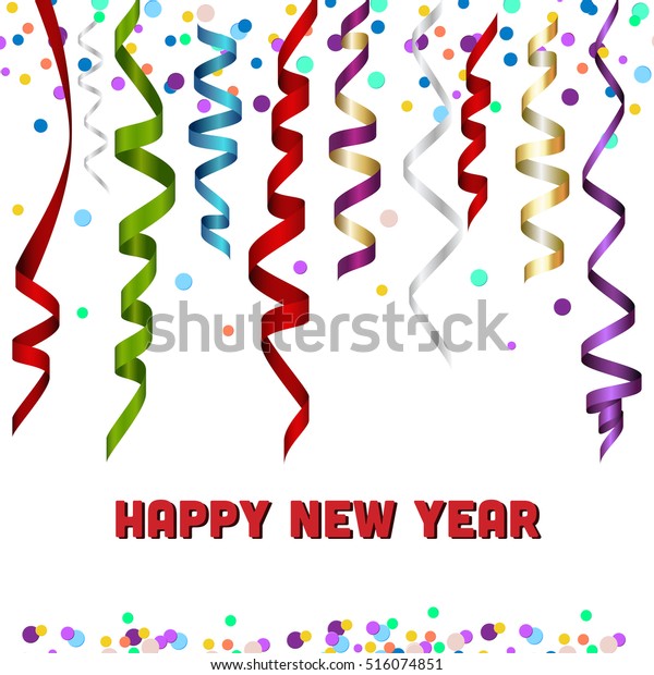 Colorful Confetti Vector Happy New Year Stock Vector (Royalty Free ...