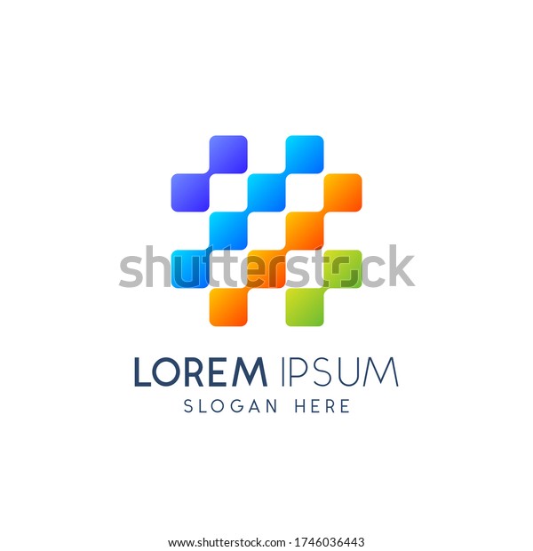 Colorful Connecting Pixels Logo Design Stock Vector (Royalty Free ...