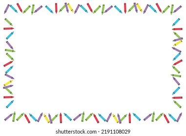 Colorful Crayons Frame Border On White Stock Vector (Royalty Free ...