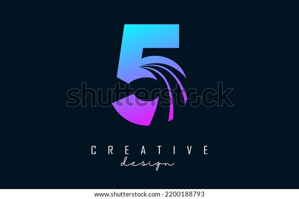 Colorful Creative Number 5 Logo Leading Stock Vector (Royalty Free ...