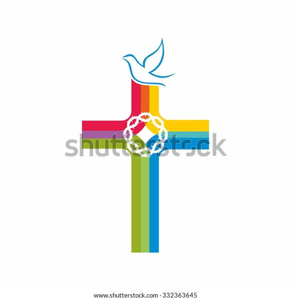 Colorful Cross Dove Crown Thorns Stock Vector (Royalty Free) 332363645 Colorful Cross Dove Crown Thorns Stock Vector (Royalty Free) 332363645