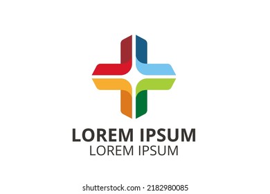 Vektor Stok Colorful Cross Logo Design Shape Arrow (Tanpa Royalti ...