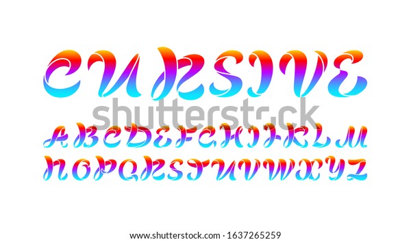 Colorful Curvy Font Handwritten Script Alphabet 库存矢量图（免版税）1637265259 | Shutterstock