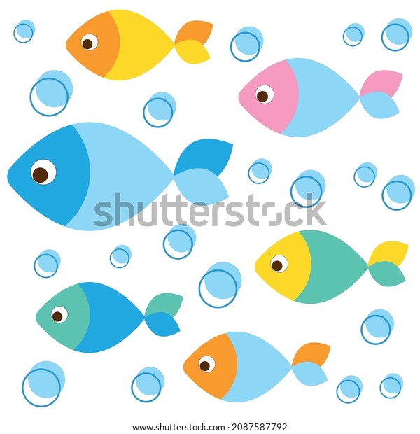 Colorful Cute Fish Vector Collection Stock Vector (Royalty Free ...