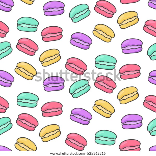 Colorful Cute Hand Drawn Macaroon Cartoon Stock Vector (Royalty Free ...