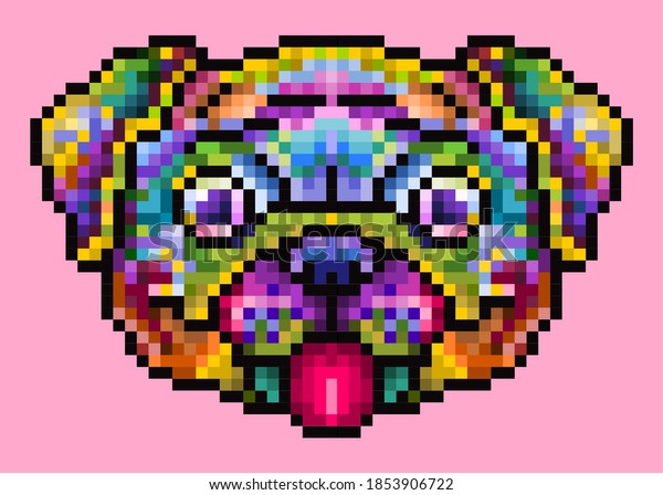 Colorful Cute Pixel Pug Isolated Vector Stock Vector (Royalty Free ...